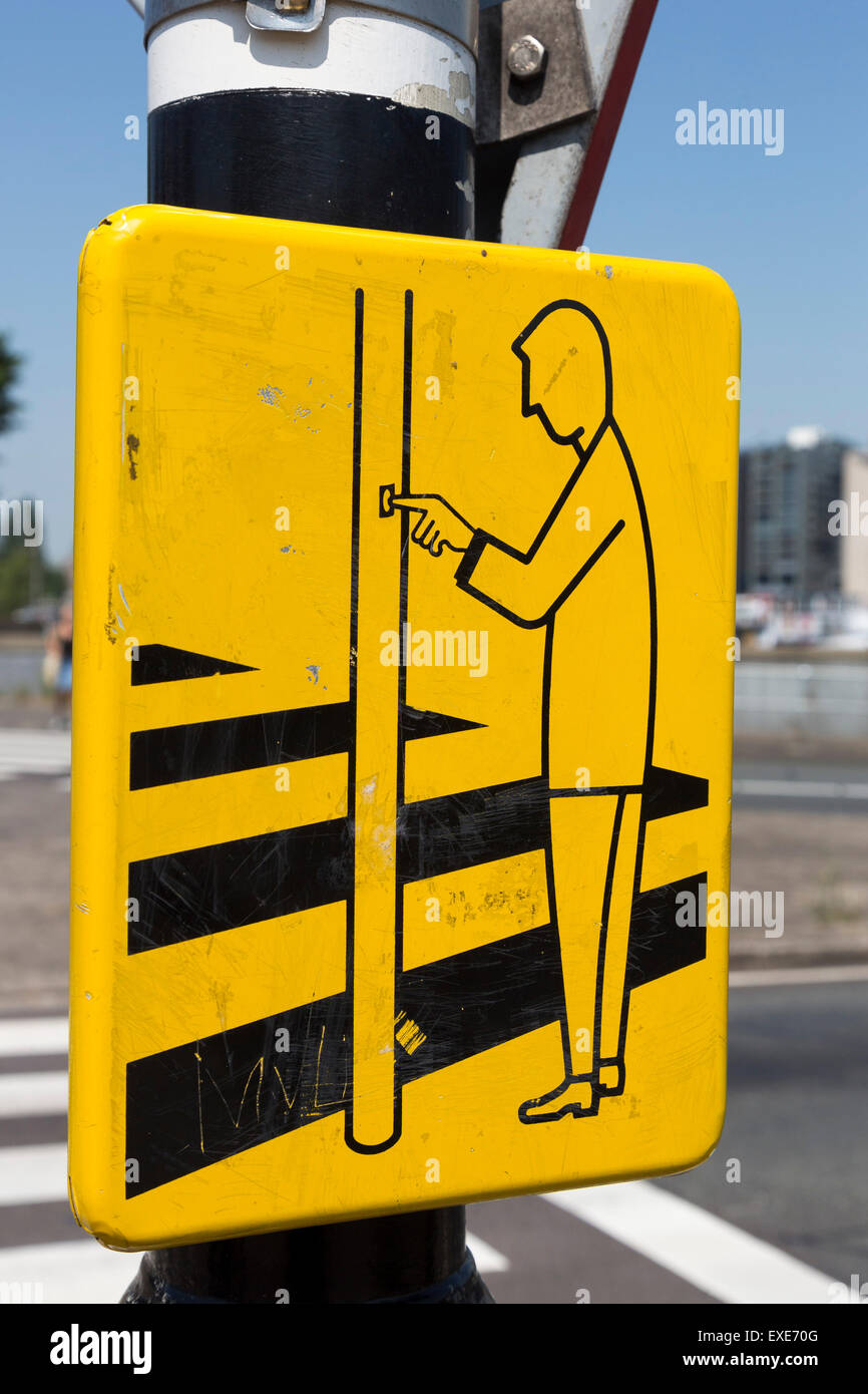 Pedestrian crossing, sign, Amsterdam, North Holland, The Netherlands ...