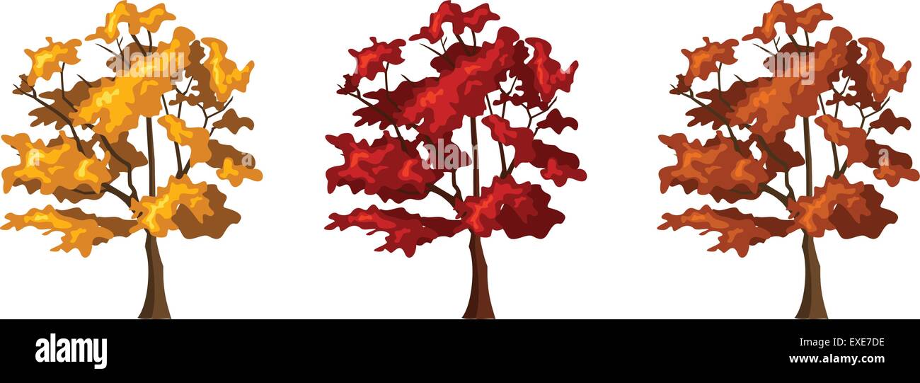 Set of three autumn trees. Vector illustration Stock Vector Image & Art ...