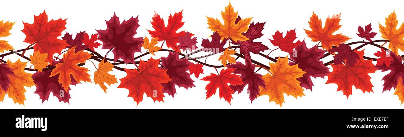 Horizontal seamless background with autumn maple leaves. Vector ...