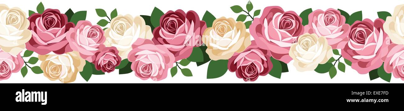 Horizontal seamless background with roses. Vector illustration Stock ...