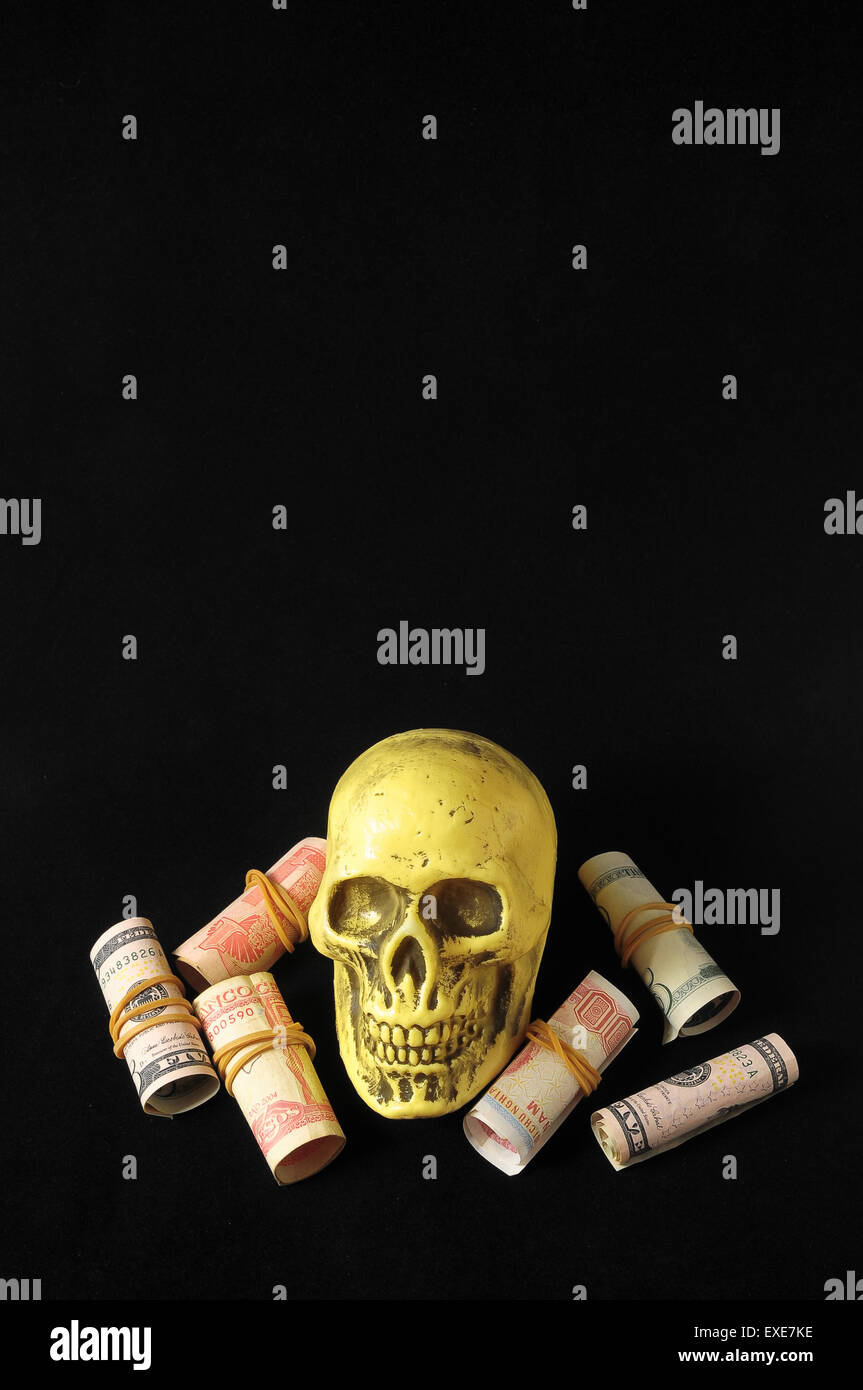 Death and Money Concept Skull and Currency Stock Photo - Alamy