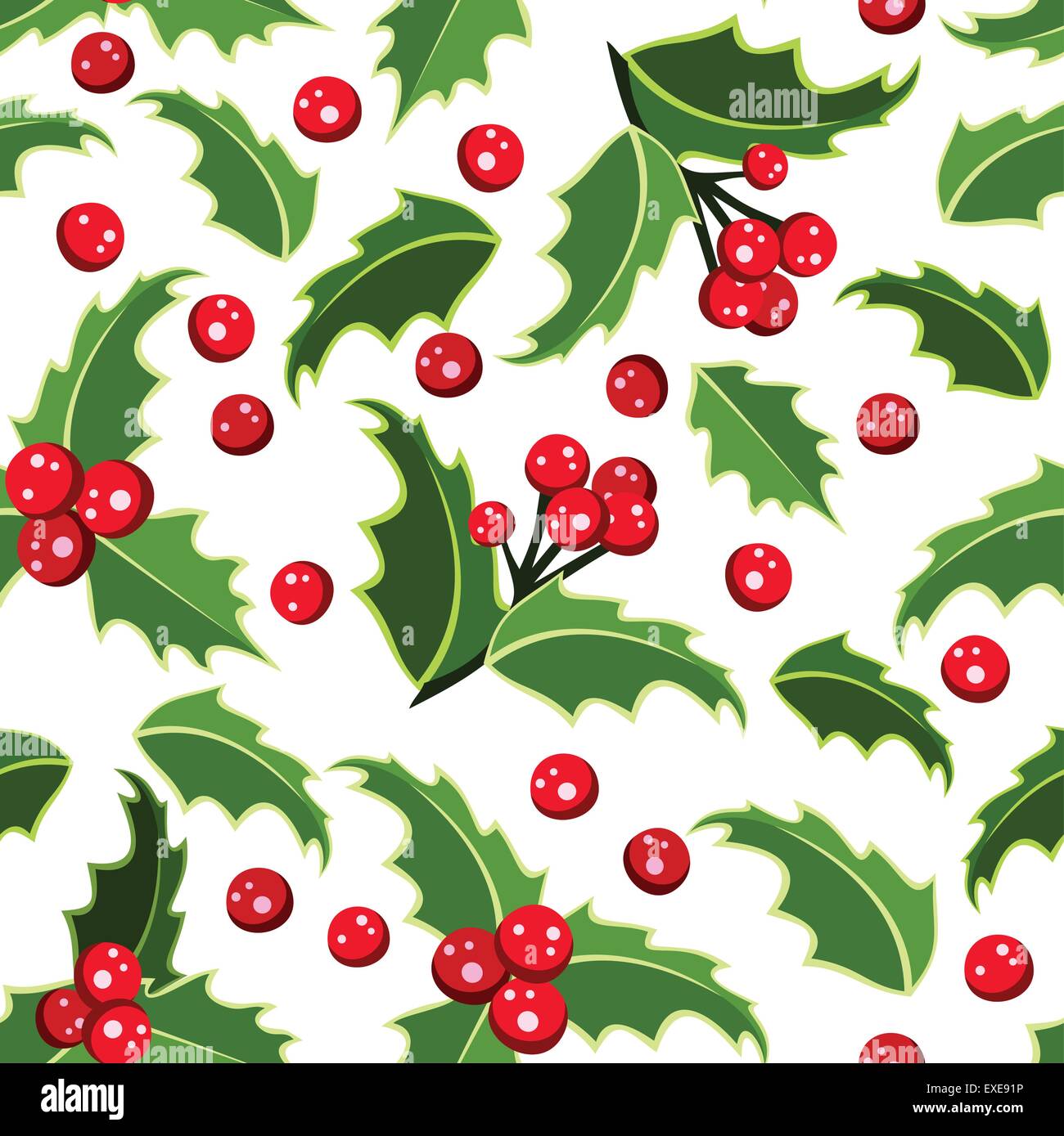 Seamless background with Christmas holly. Vector illustration Stock ...