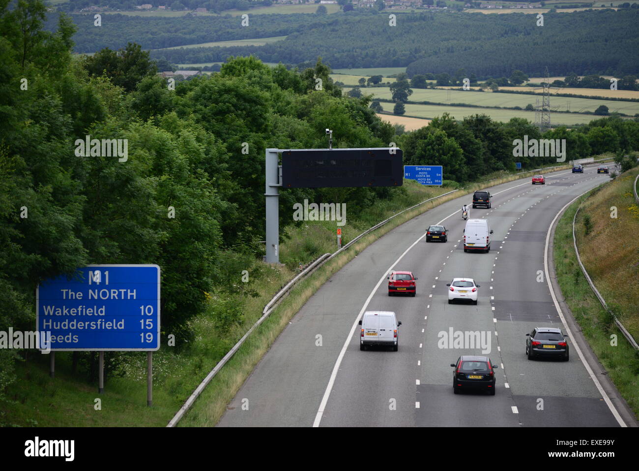 Vehicles travelling on the M1 Motorway, Barnsley, South Yorkshire, UK ...