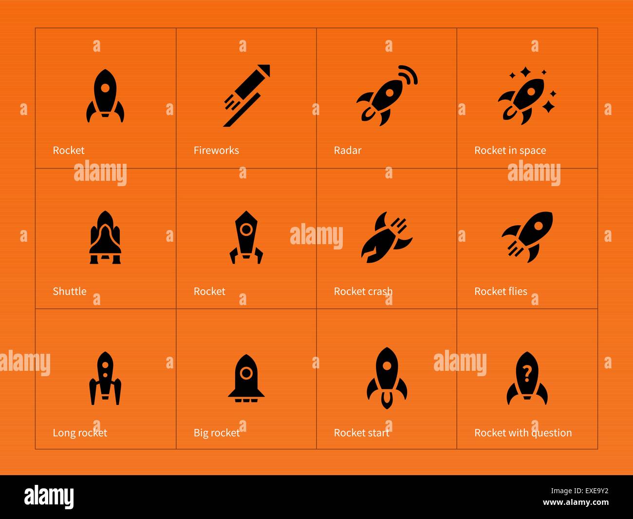 Rocket ship icons on orange background Stock Vector Image & Art - Alamy