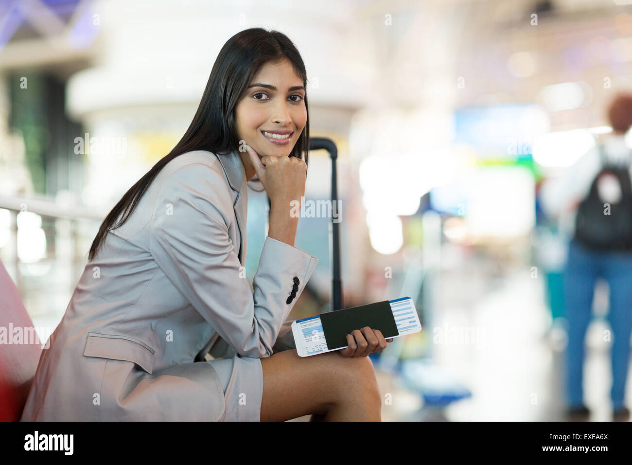 Beautiful business woman waiting airport hi-res stock photography and ...