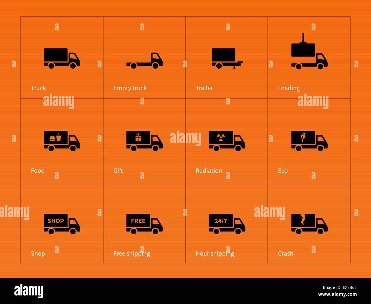 Truck and delivery icons on orange background Stock Vector Image & Art ...