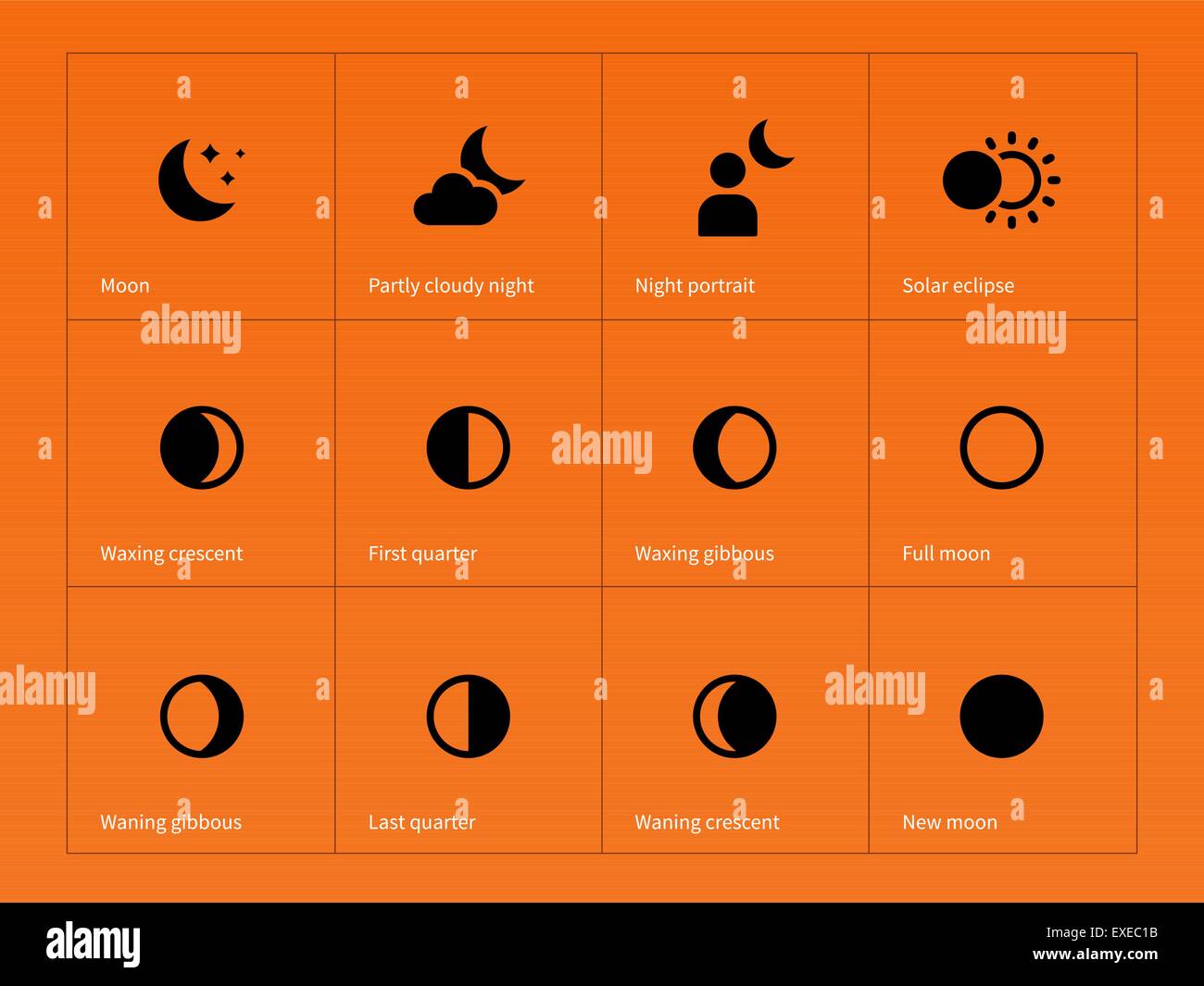 Moon in orange sky Stock Vector Images - Alamy
