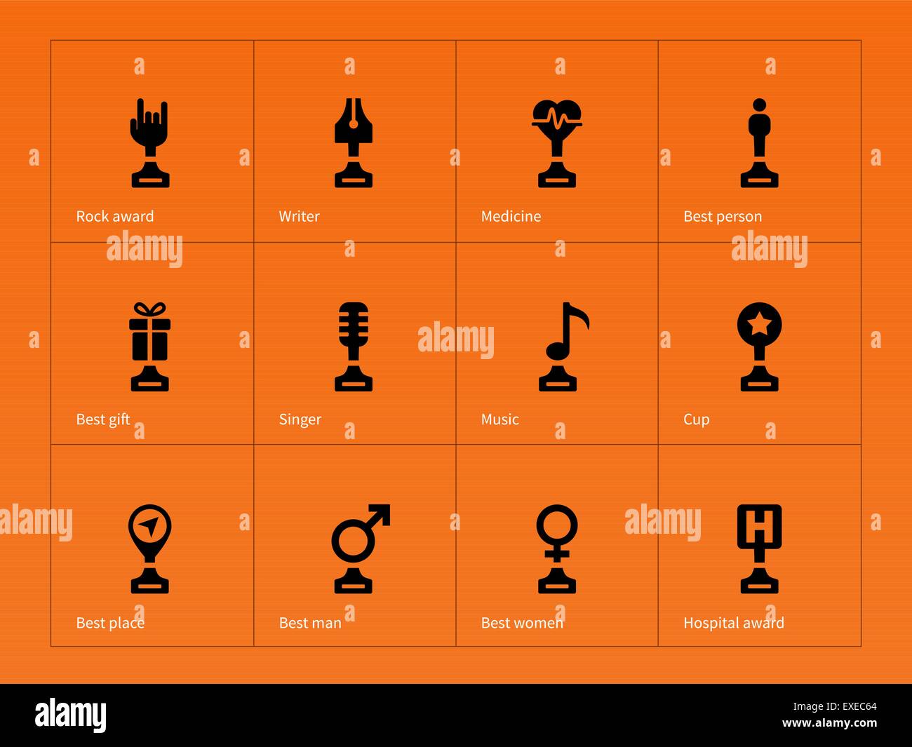 Trophy and reward icons on orange background Stock Vector Image & Art ...