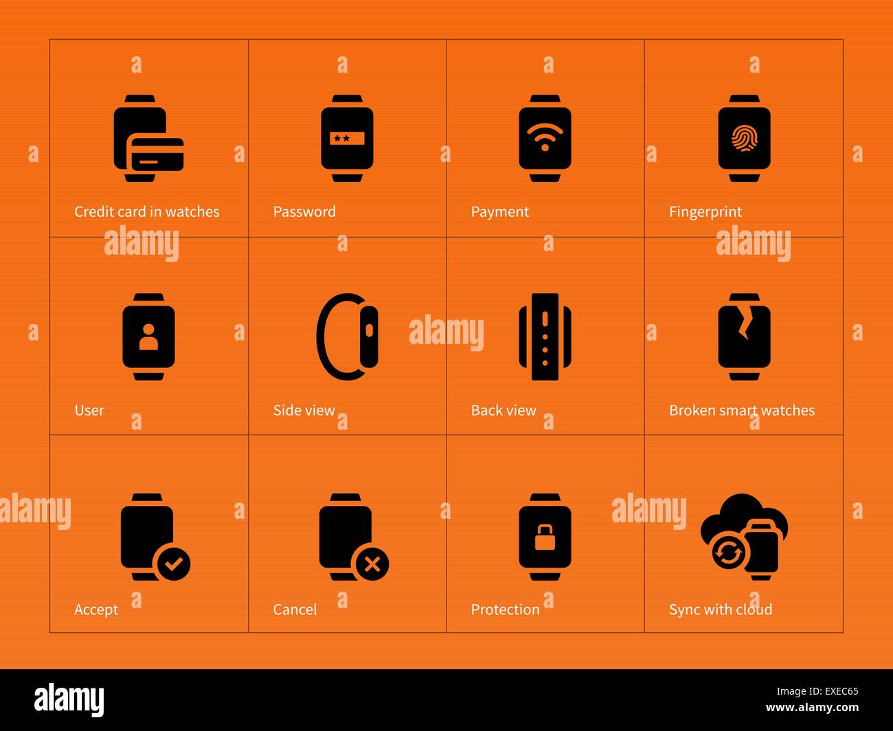 Smart gadget and payment icons on orange background Stock Vector Image ...