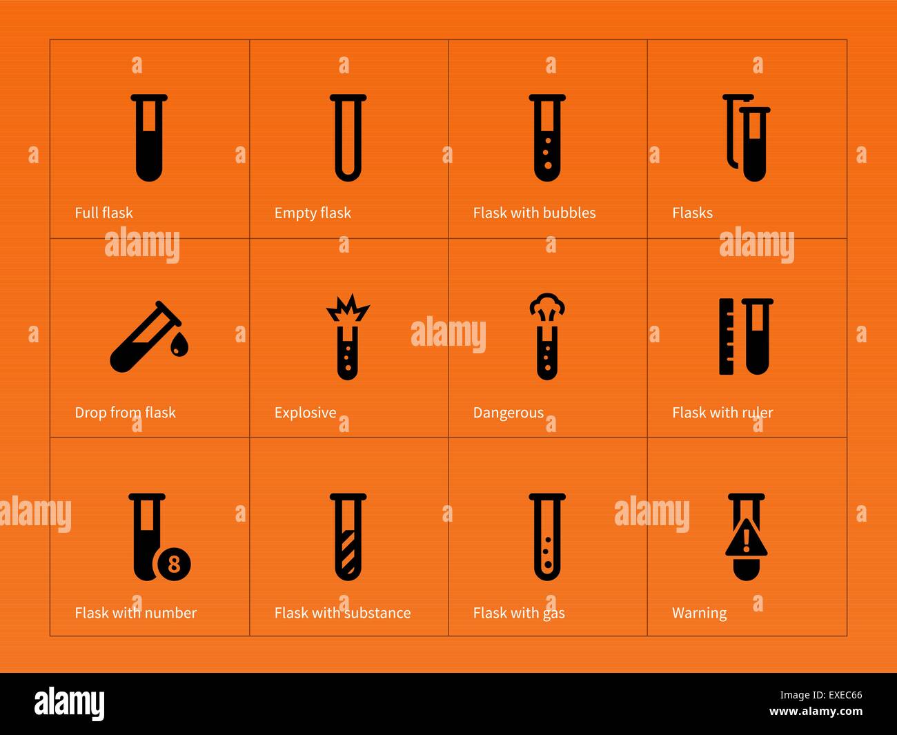 Chemical tube icons on orange background Stock Vector Image & Art - Alamy