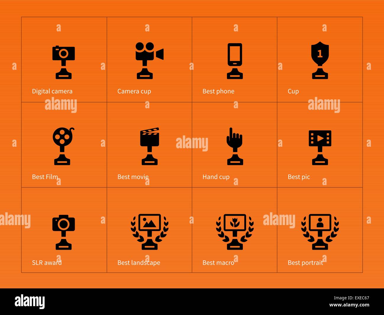 Victory icons set on orange background Stock Vector Image & Art - Alamy