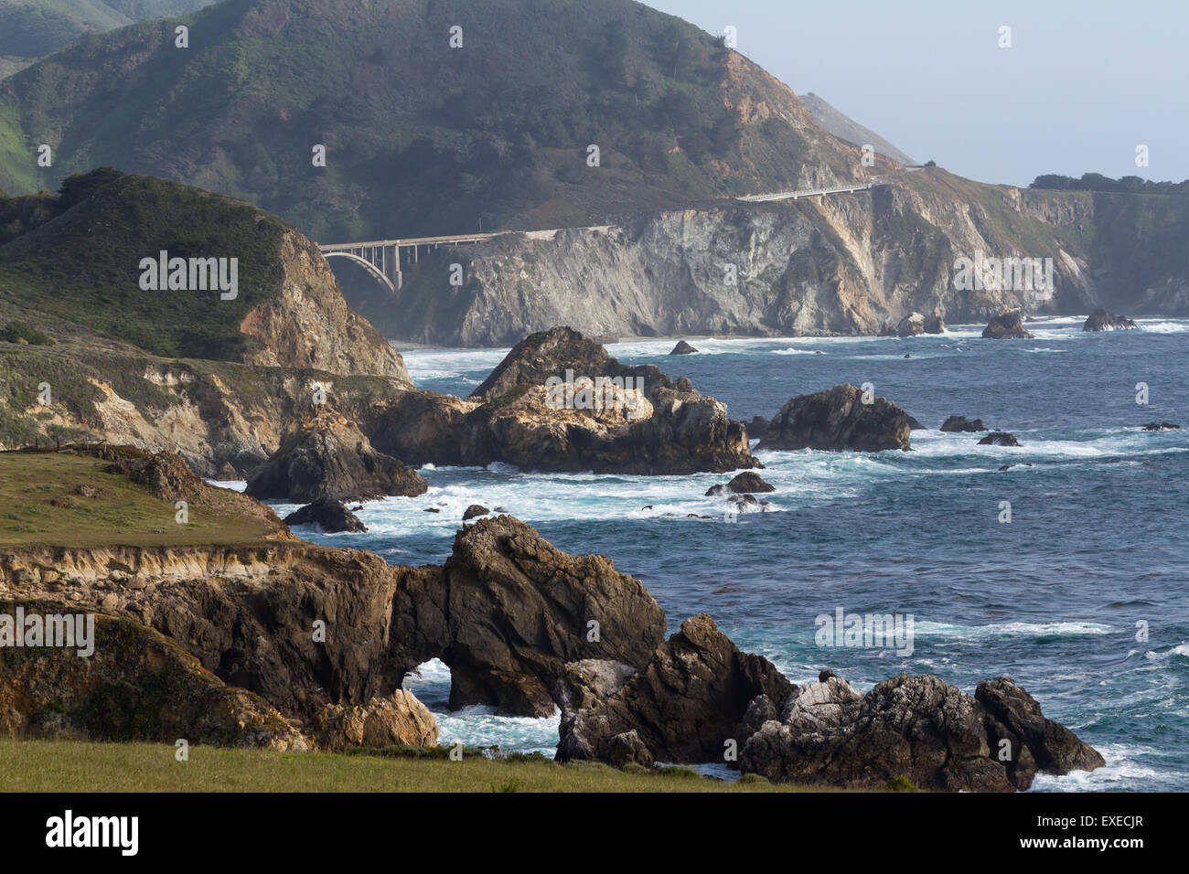 beautiful coastal landscape in Big Sur California with highway 1 and ...