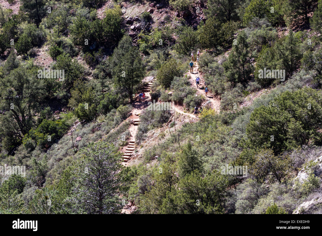 Natural Bridge Park, Payson, Arizona - March 06 :Hikers walking down a ...