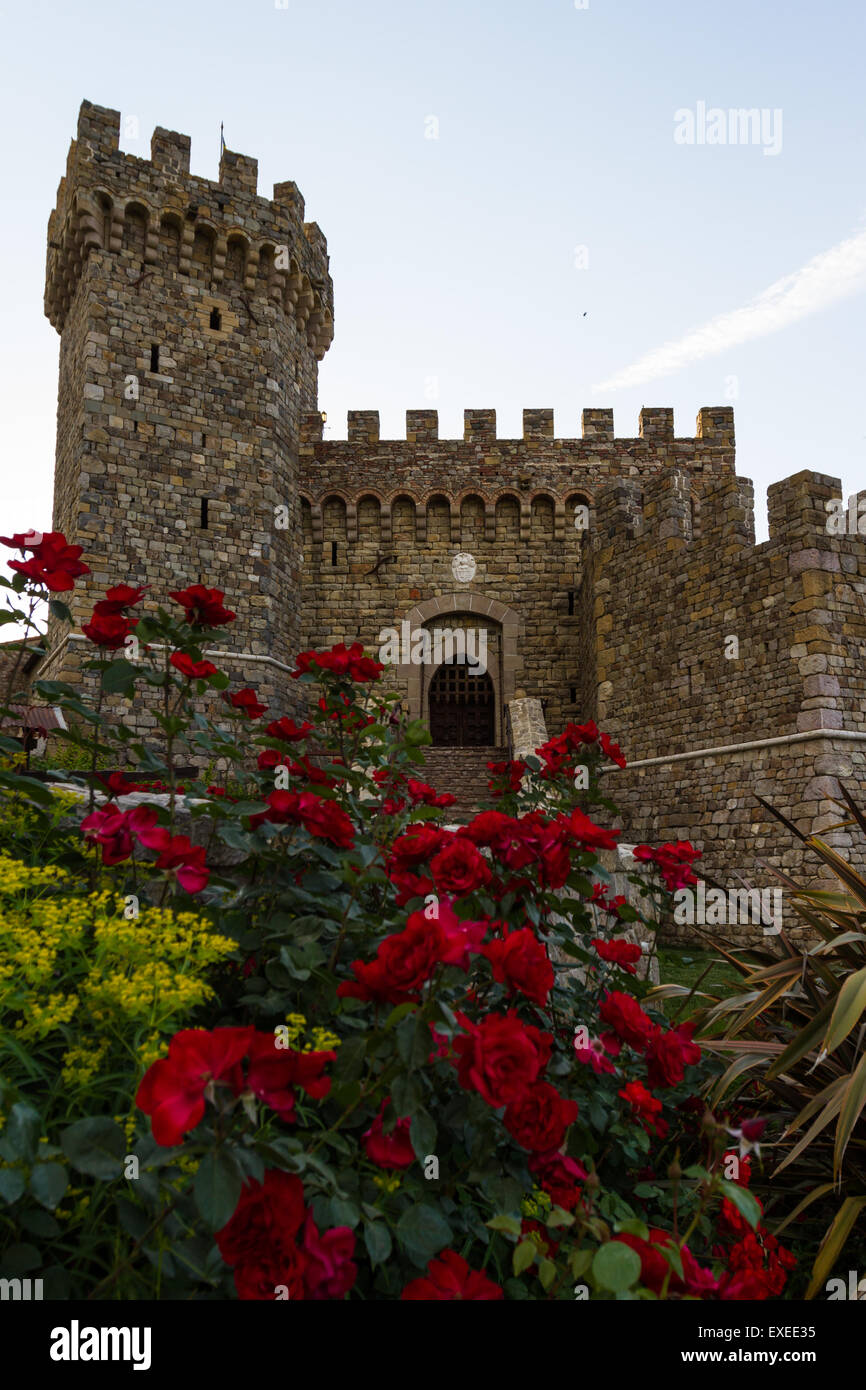 red roses at the front entrance of a Castle in Napa Valley Stock Photo ...