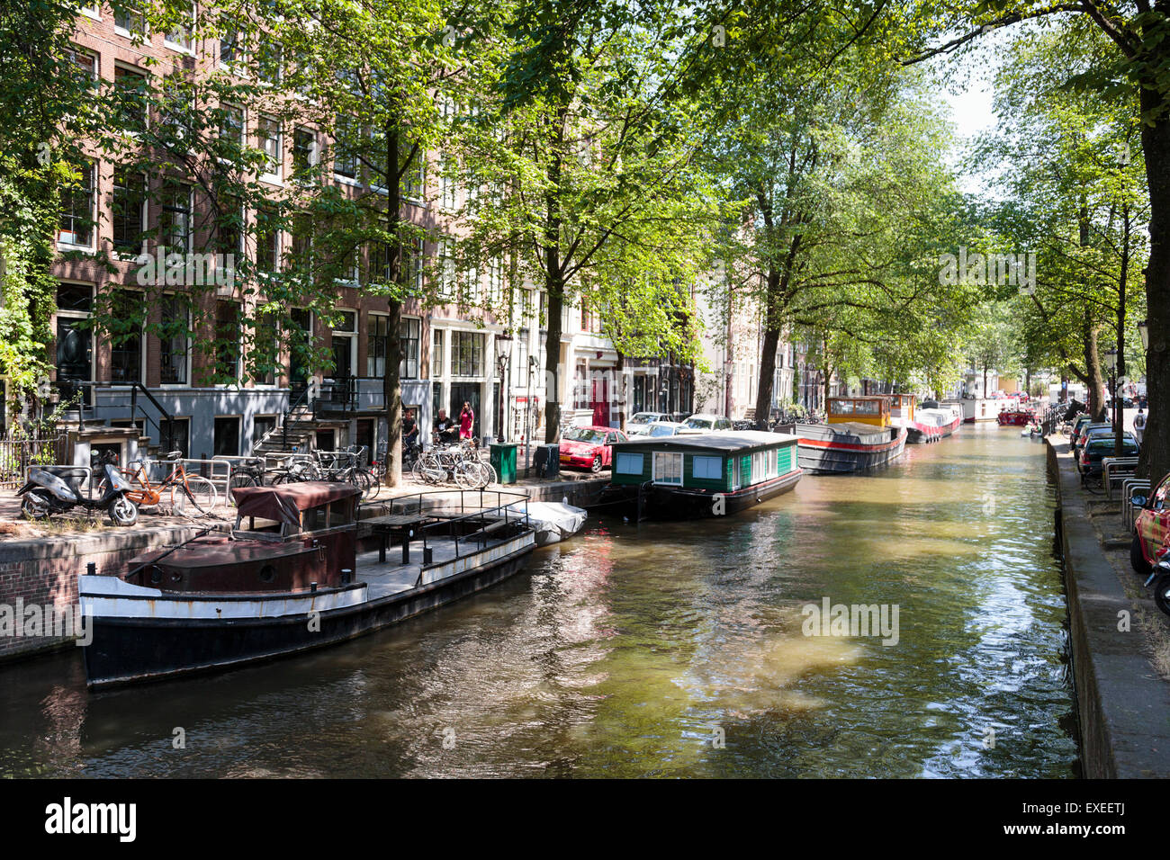 Canal, gracht, in Amsterdam, North Holland, The Netherlands Stock Photo ...