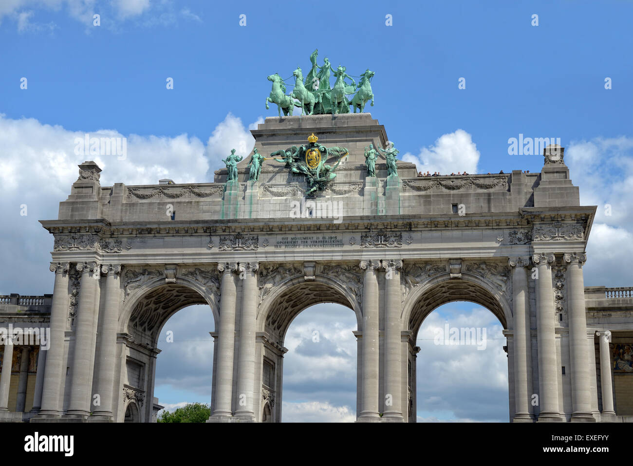 Architectural details of historical Triumphal Arch in Cinquantenaire ...