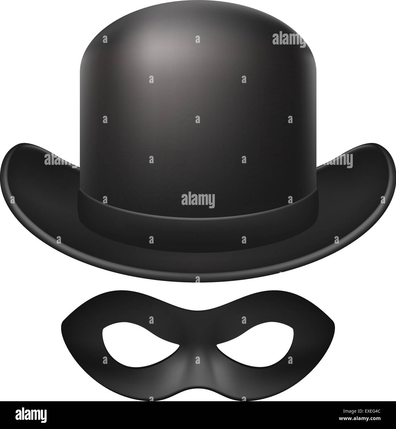 Bowler hat and eye mask in black design Stock Vector Image & Art - Alamy