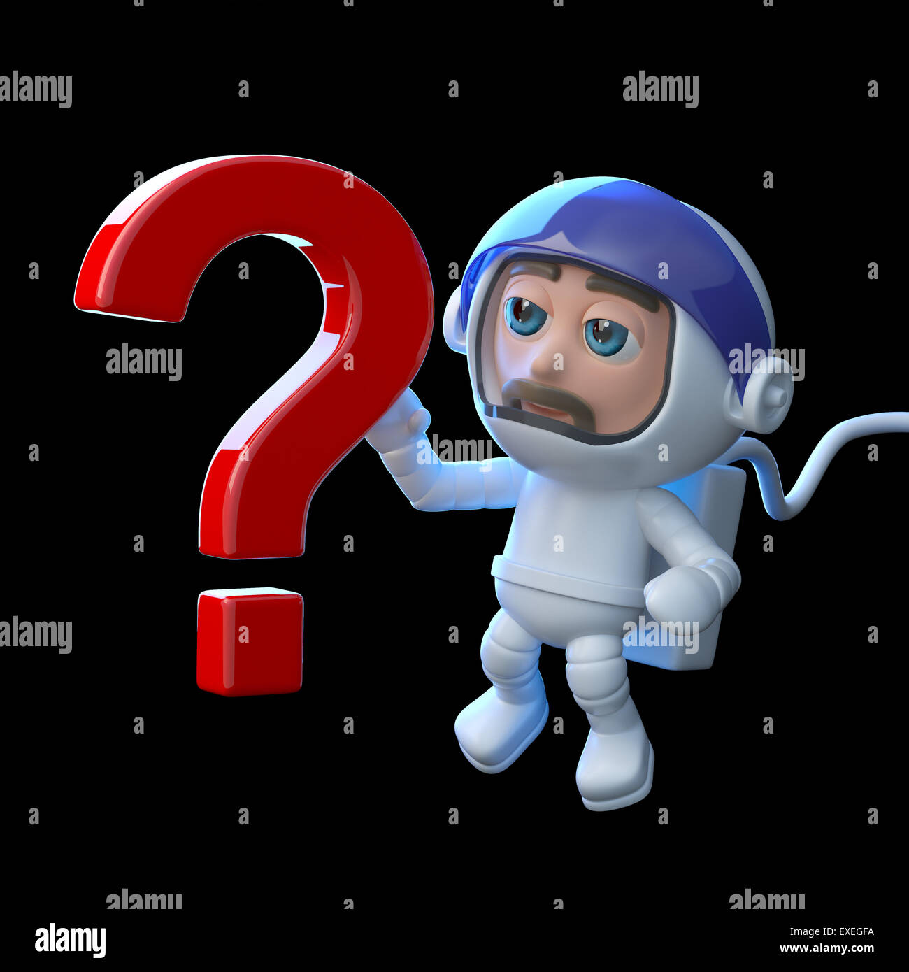 3d render of an astronaut with a question mark symbol Stock Photo - Alamy