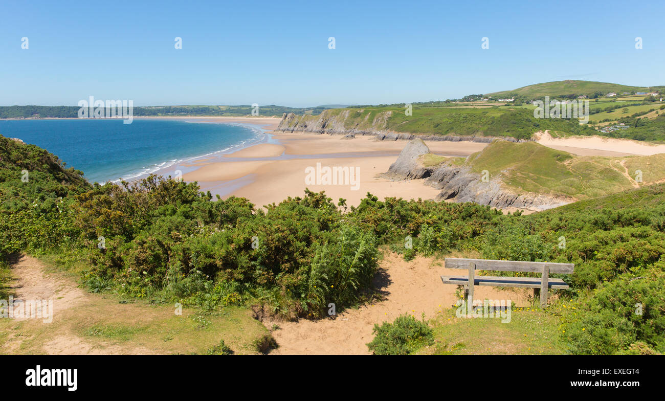 The Gower Peninsula Wales uk Pobbles beach next to Three Cliffs Bay in ...