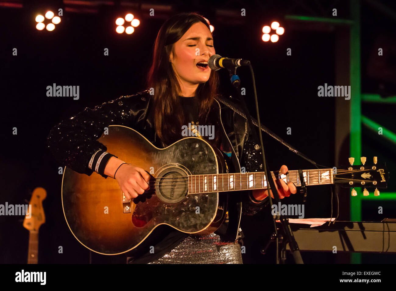 Australian singer Lisa Mitchell live at a concert in the Schüür ...