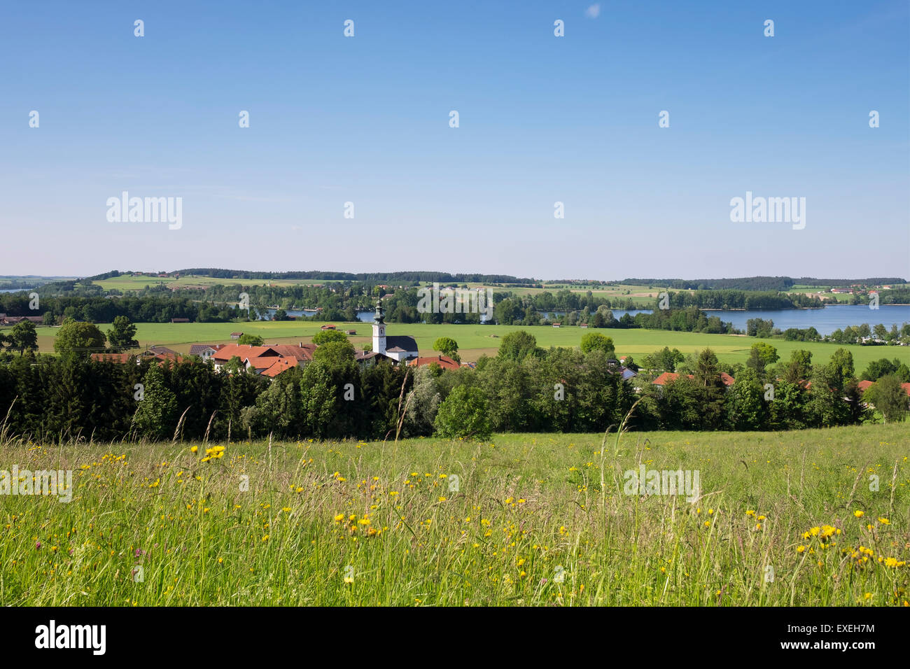 Village of Gaden, lake Waginger See, Waging am See, Chiemgau, Upper ...