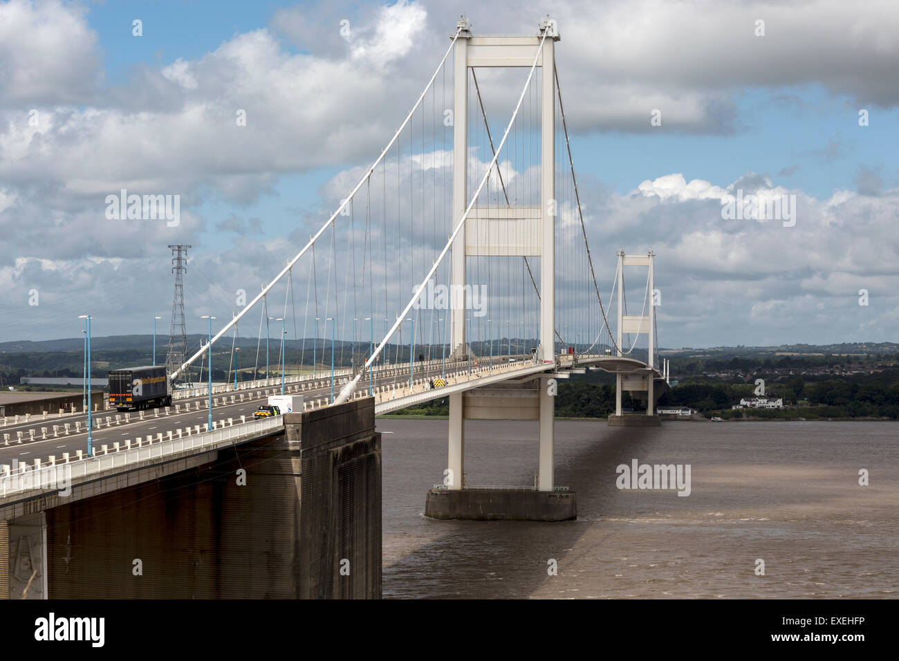 The old 1960s Severn bridge crossing between Aust and Beachley ...