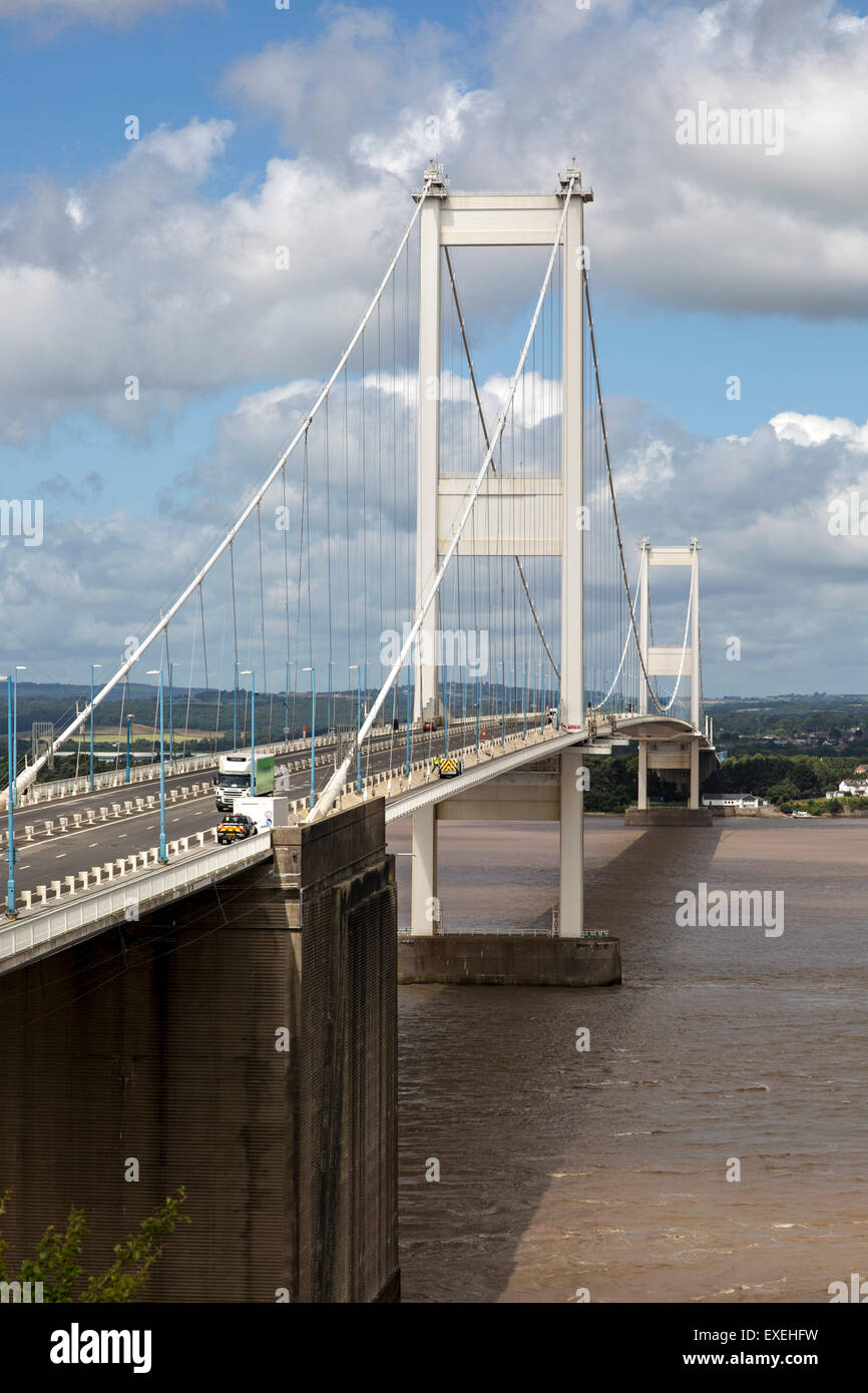 The old 1960s Severn bridge crossing between Aust and Beachley ...
