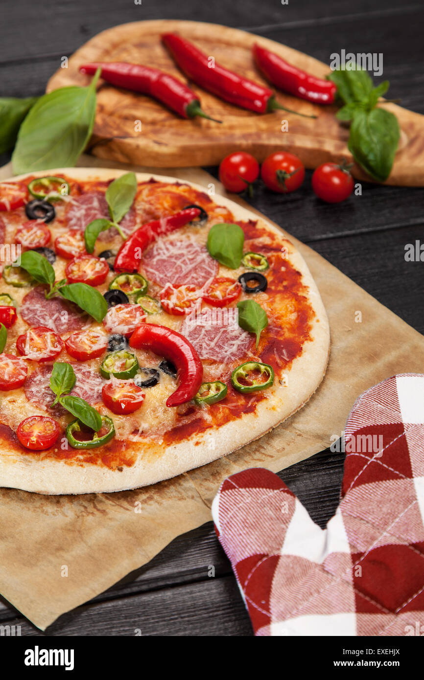 Delicious home made pizza Stock Photo - Alamy