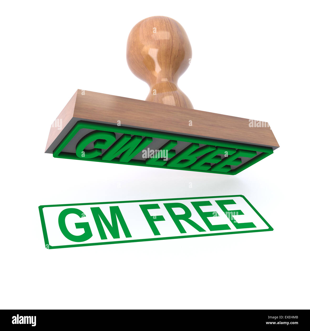 3d render of a rubber stamp marked "GM Free Stock Photo - Alamy