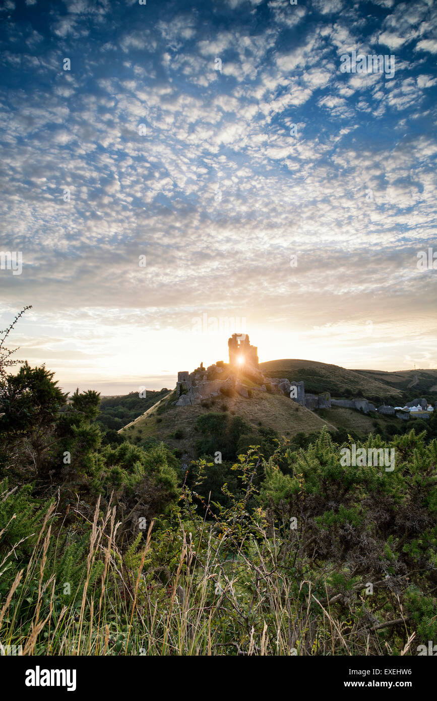 Stunning sunrise landscape over ruins of medieval castle Stock Photo ...
