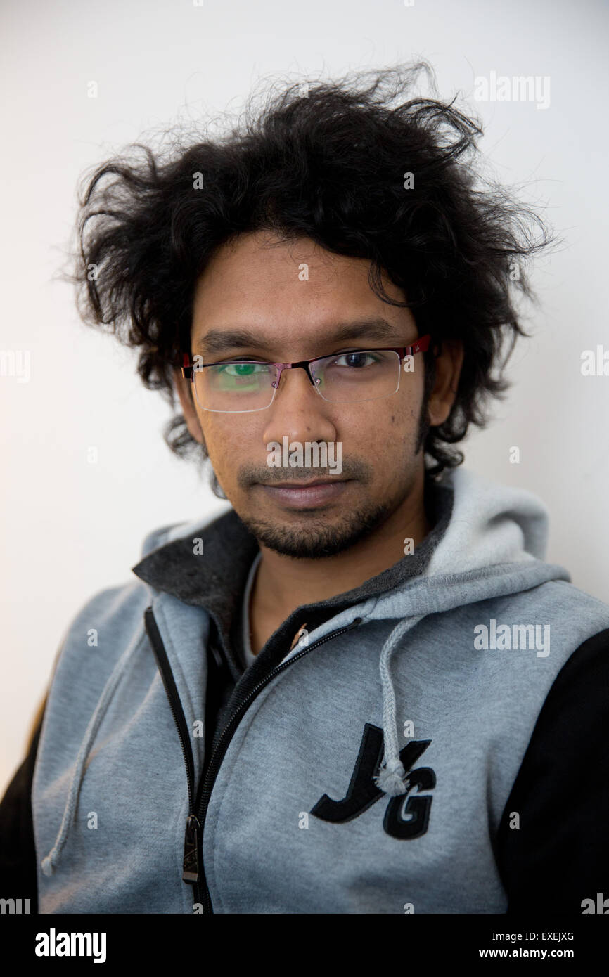 Blogger Ananya Azad from Bangladesh sits in his apartment in Hamburg ...