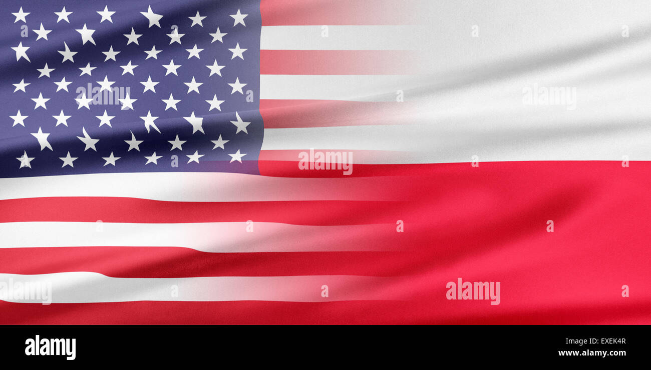 Poland usa flag waving hi-res stock photography and images - Alamy