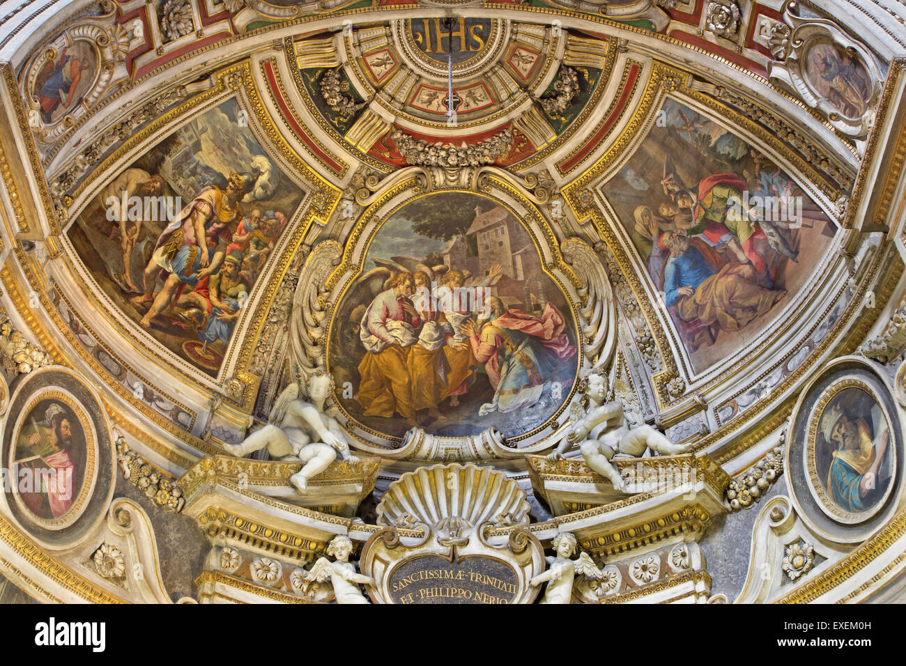 Rome - The fresco of Visitation of God by Abraham in apse of side ...