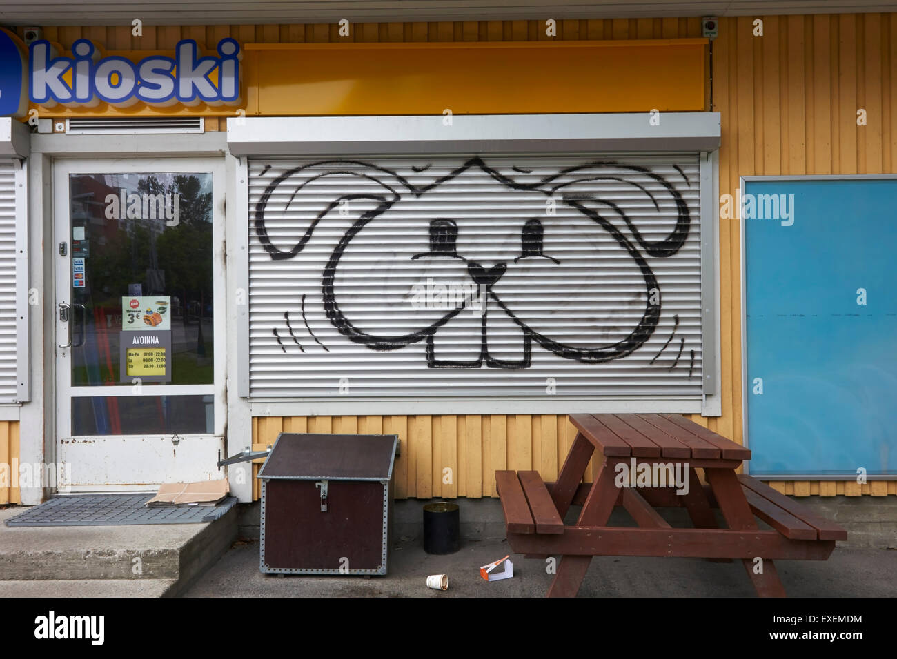 Bunny graffiti on kiosk window shutter hi-res stock photography and ...