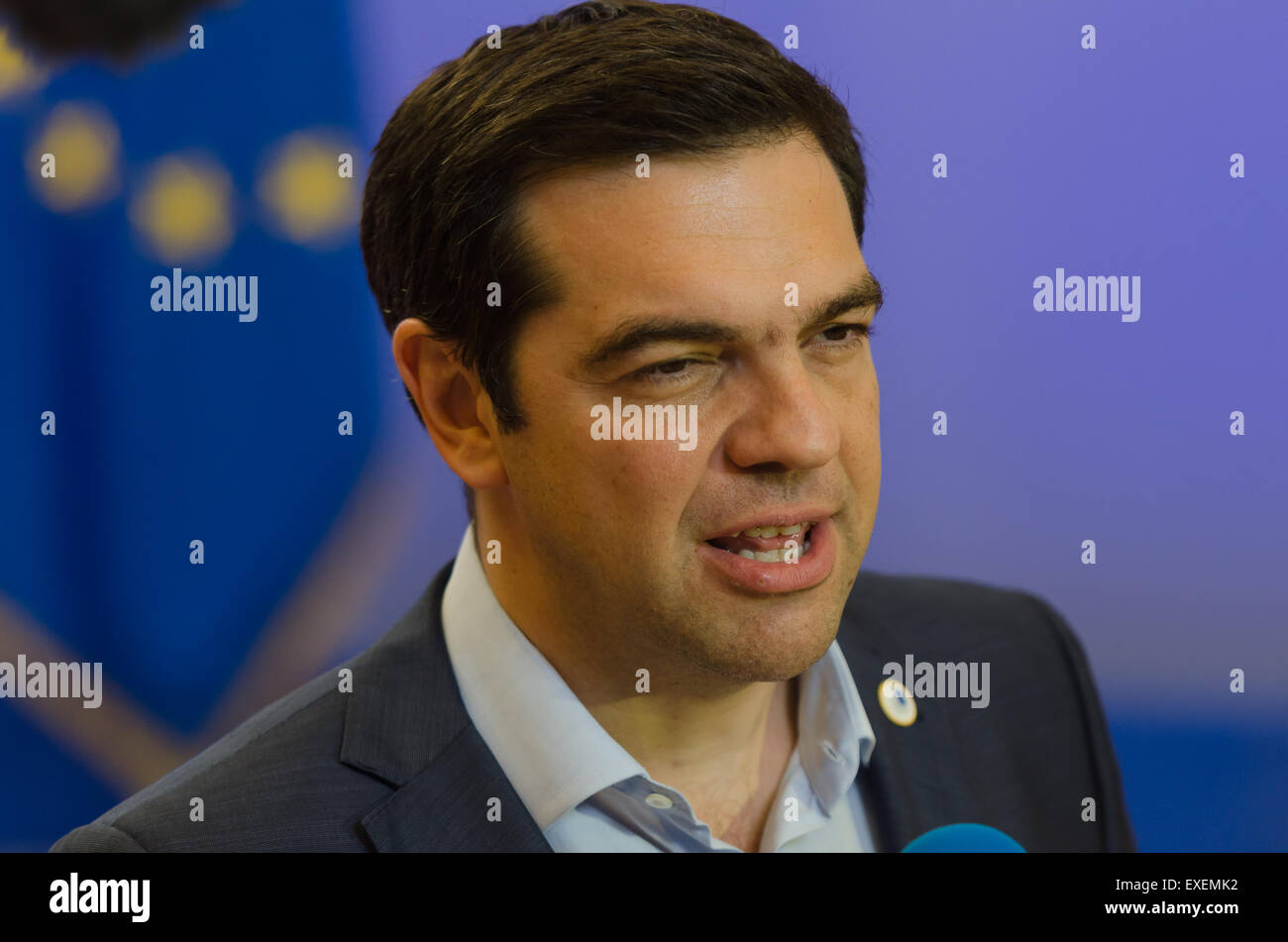 Brussels, Belgium. 13th July, 2015. Greek Prime Minister Alexis Tsipras ...