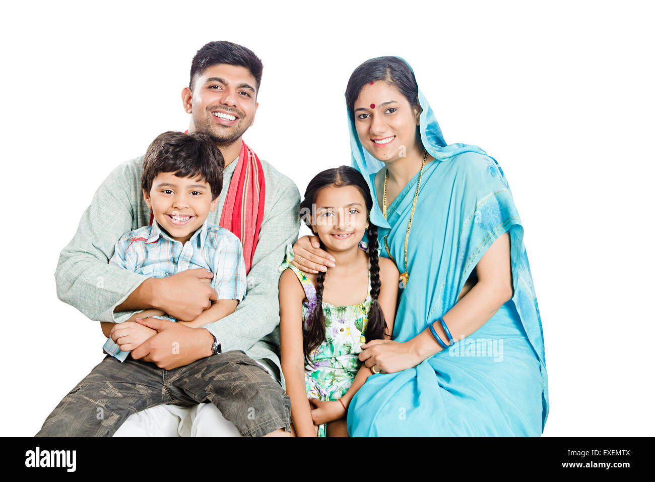 Indian rural villager parents kids hi-res stock photography and images ...