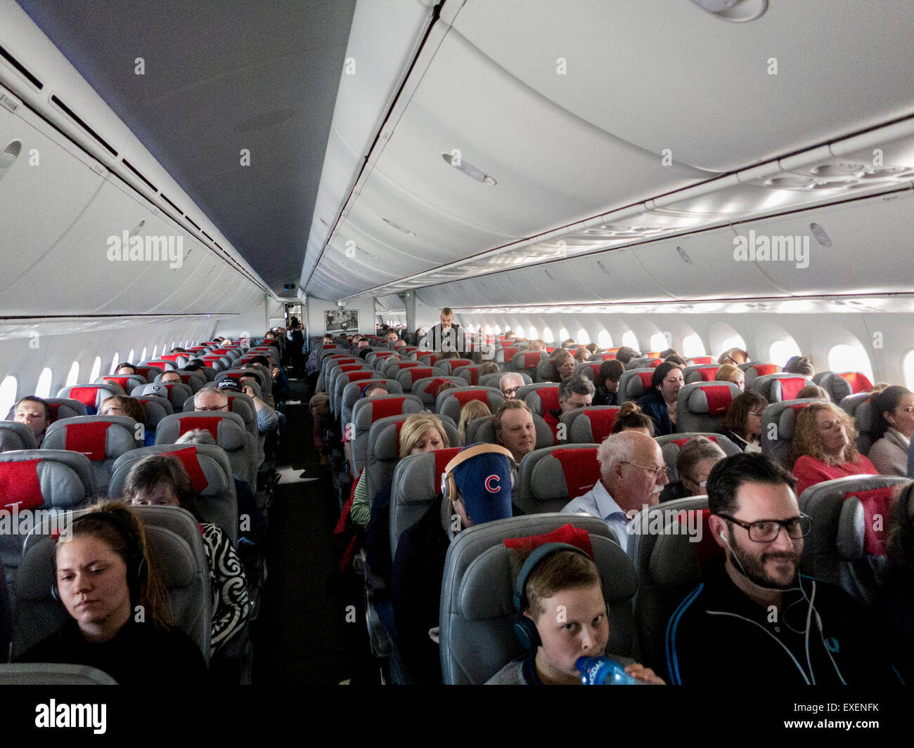 Tourist Class on-board the Norwegian Boeing 787 Dreamliner between ...