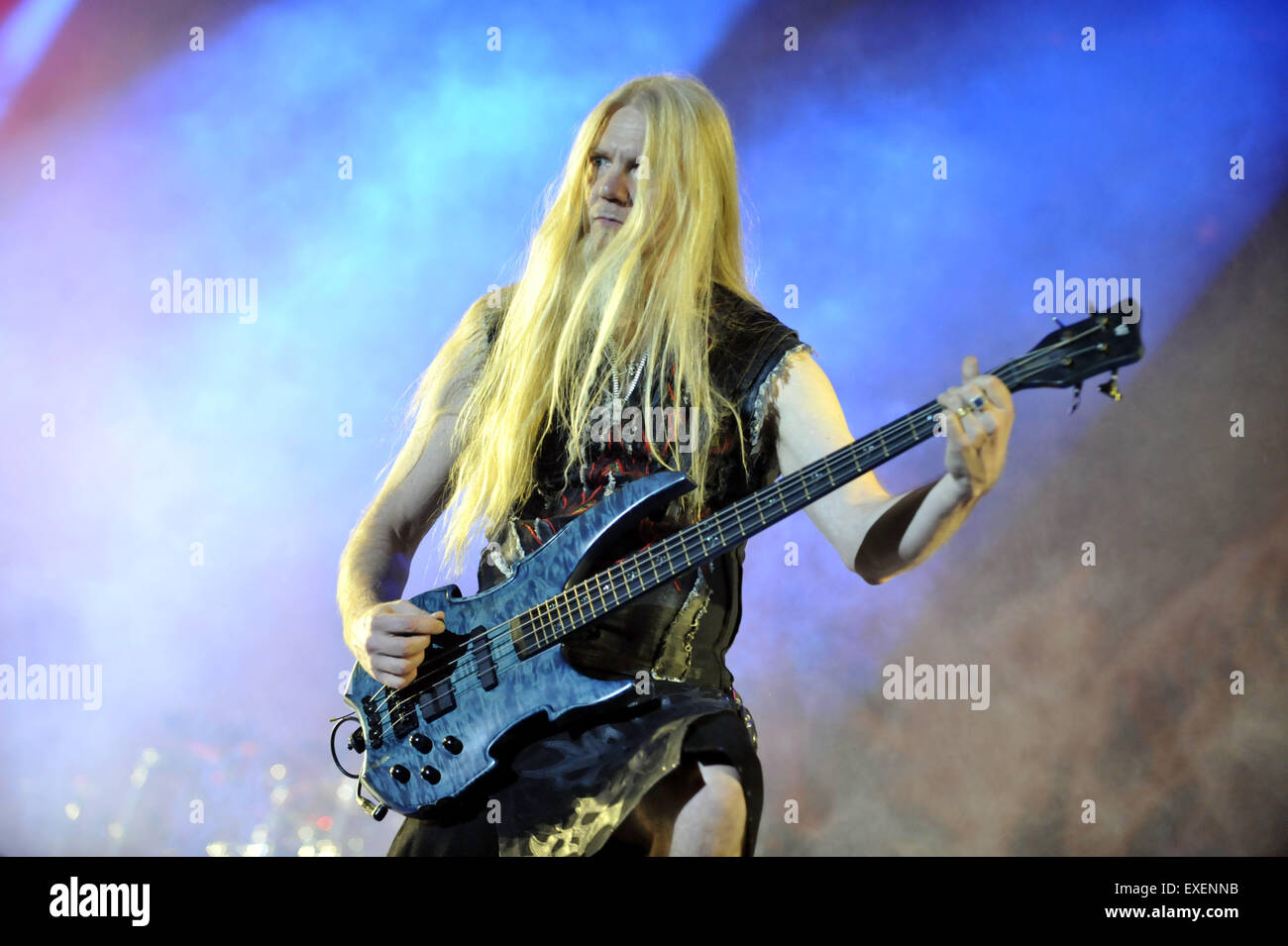 Vizovice, Czech Republic. 12th July, 2015. Bass guitarist Marco Hietala ...