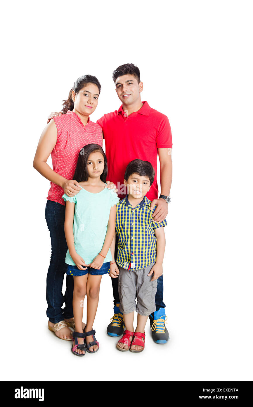 indian Parents with kids standing pose Stock Photo - Alamy