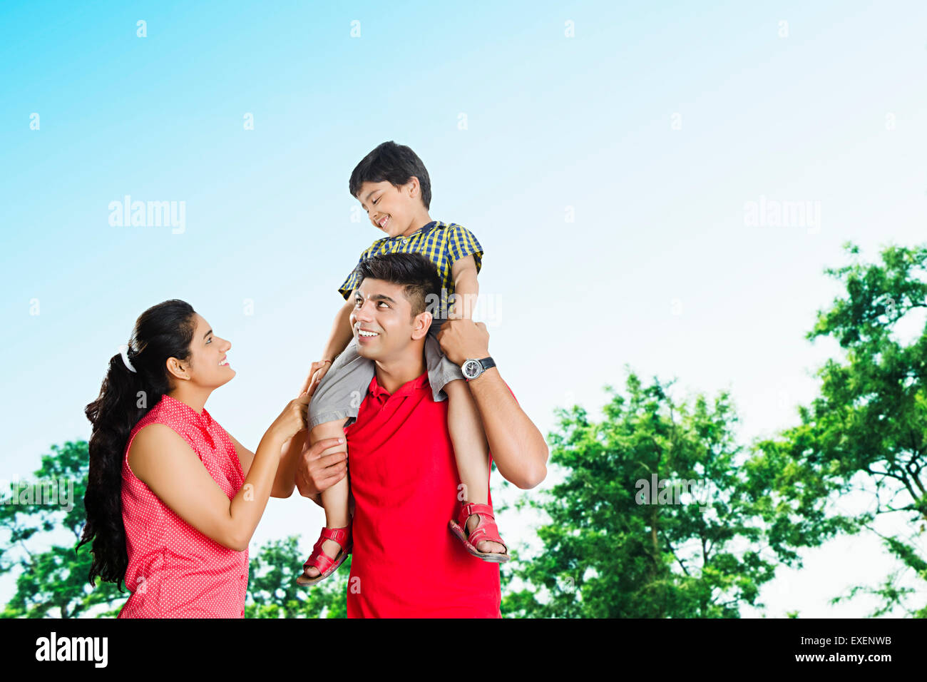 indian Parents with son park enjoy Stock Photo - Alamy