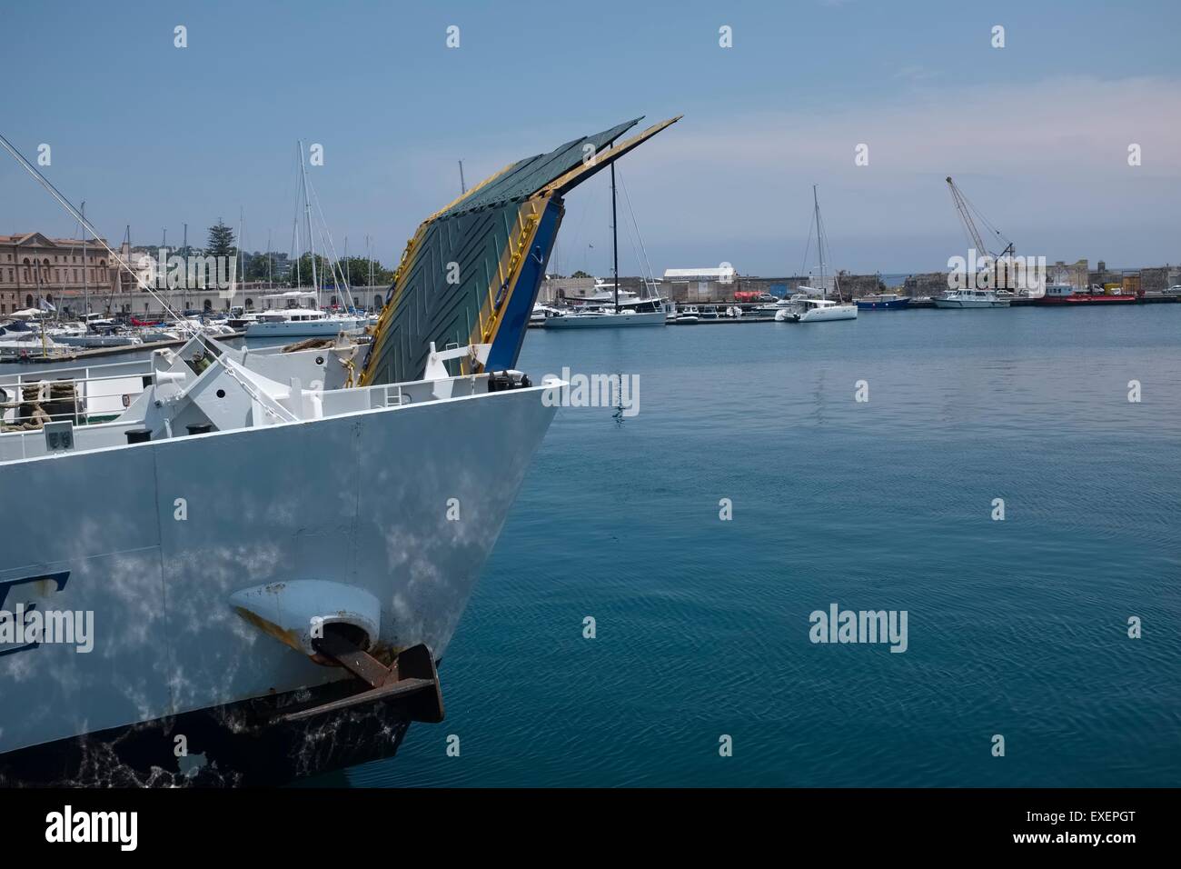 Port and harbour [harbor] of Milazzo in the Province of Messina, Sicily ...