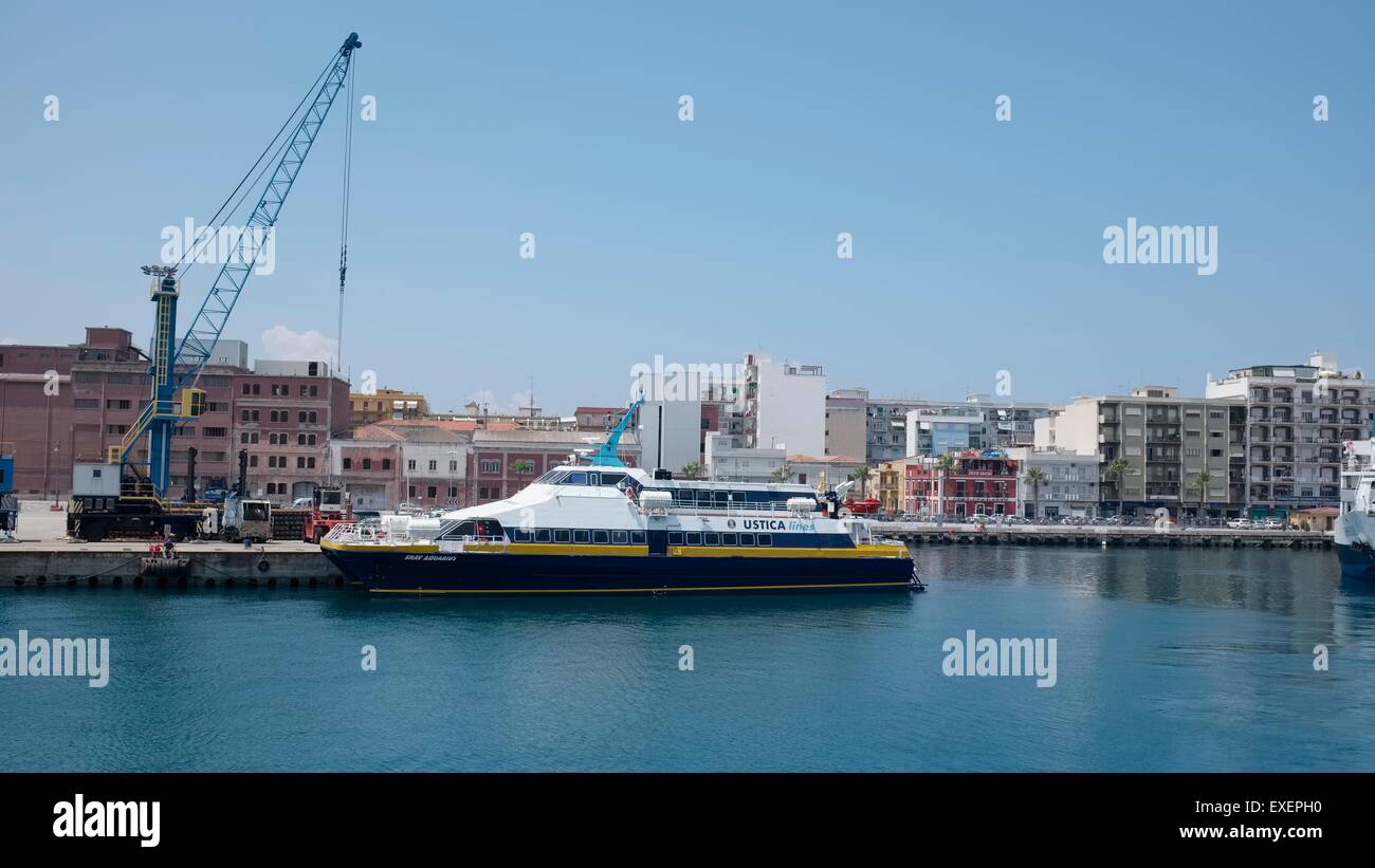 Port and harbour [harbor] of Milazzo in the Province of Messina, Sicily ...