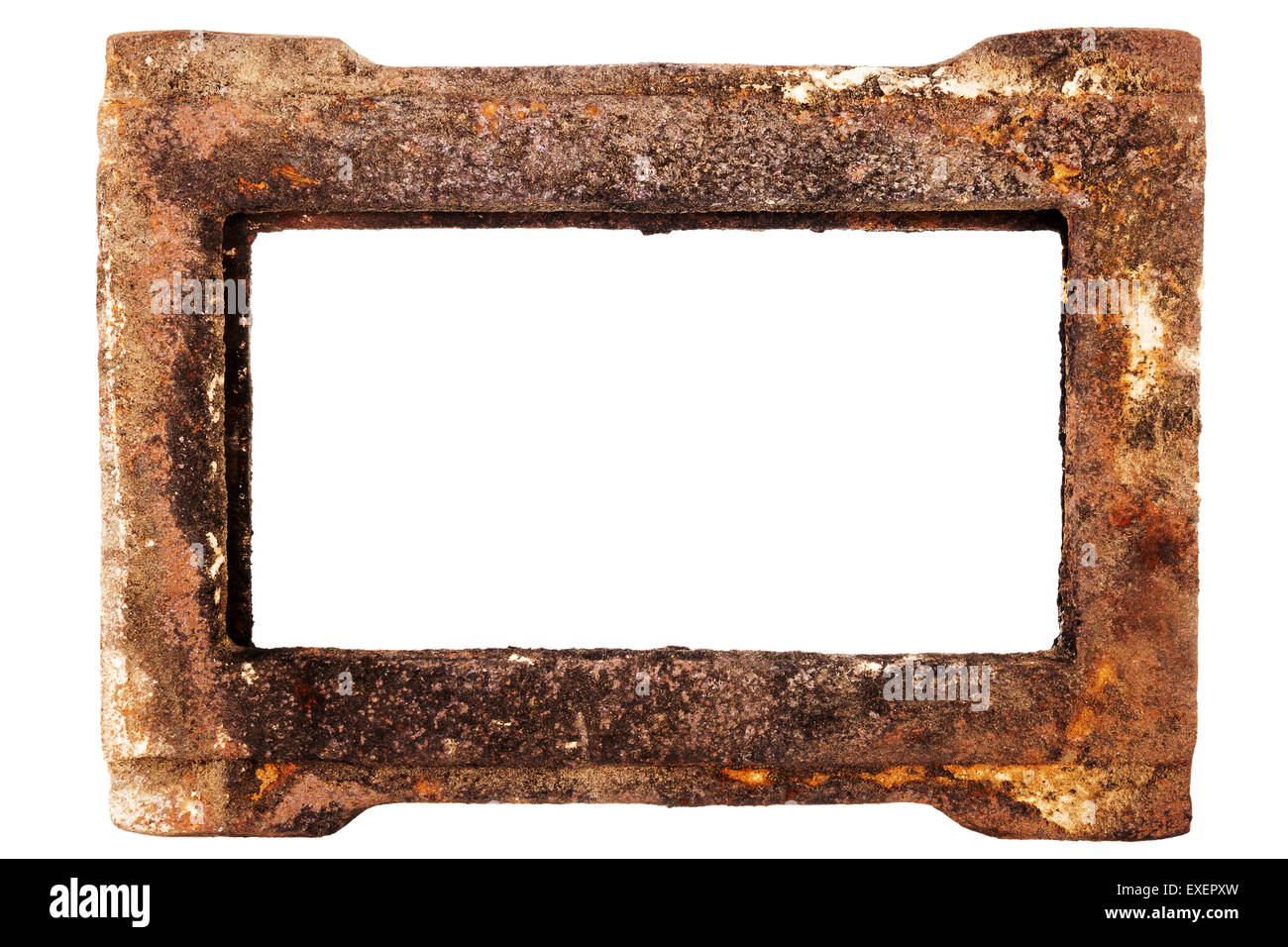 Old rusty metal frame isolated on white background Stock Photo - Alamy
