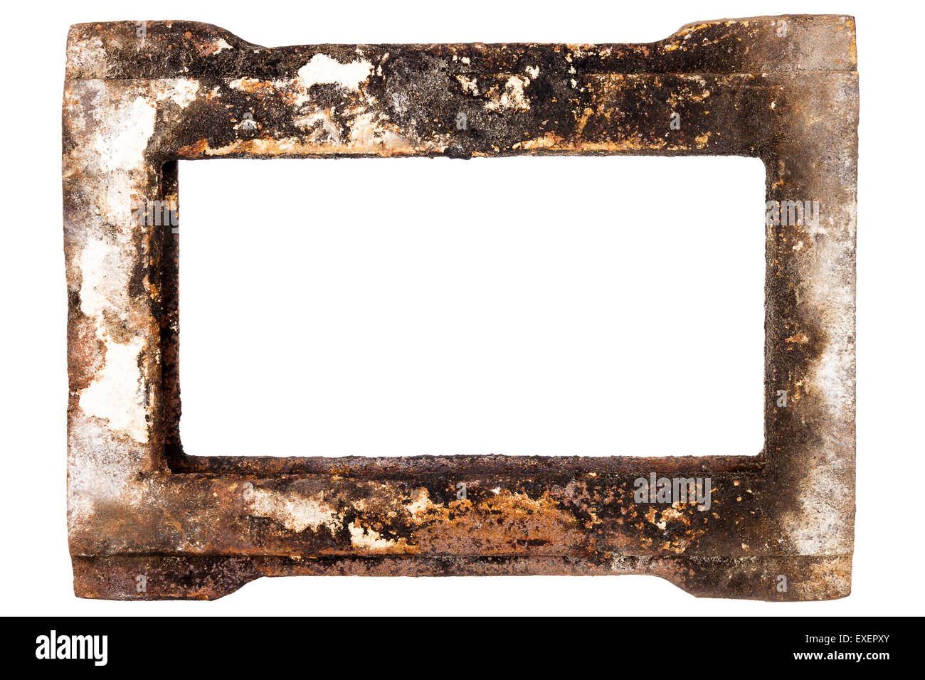 Old rusty metal frame isolated on white background Stock Photo - Alamy