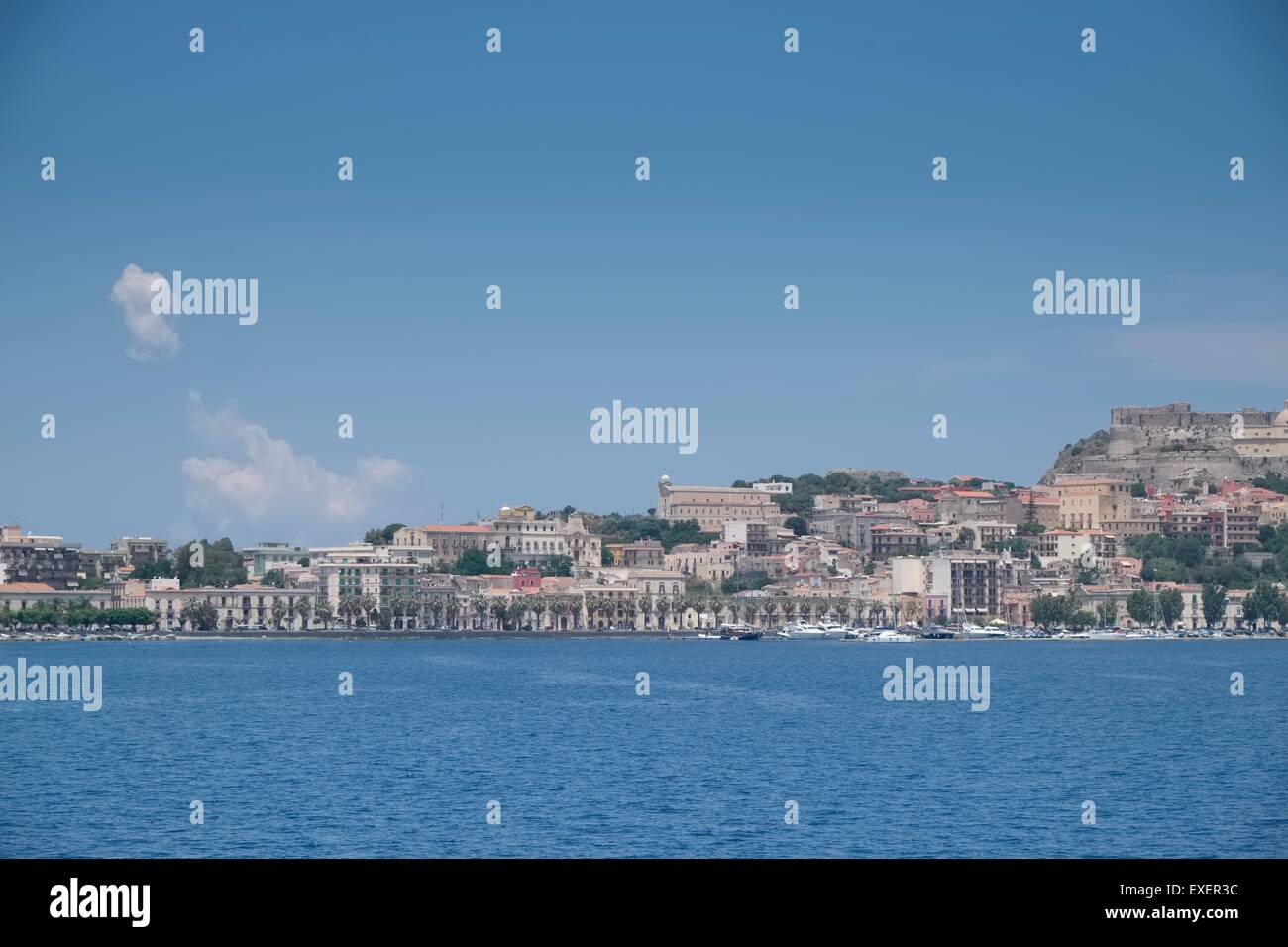 A view of the old town of Milazzo in the Province of Messina, Sicily ...