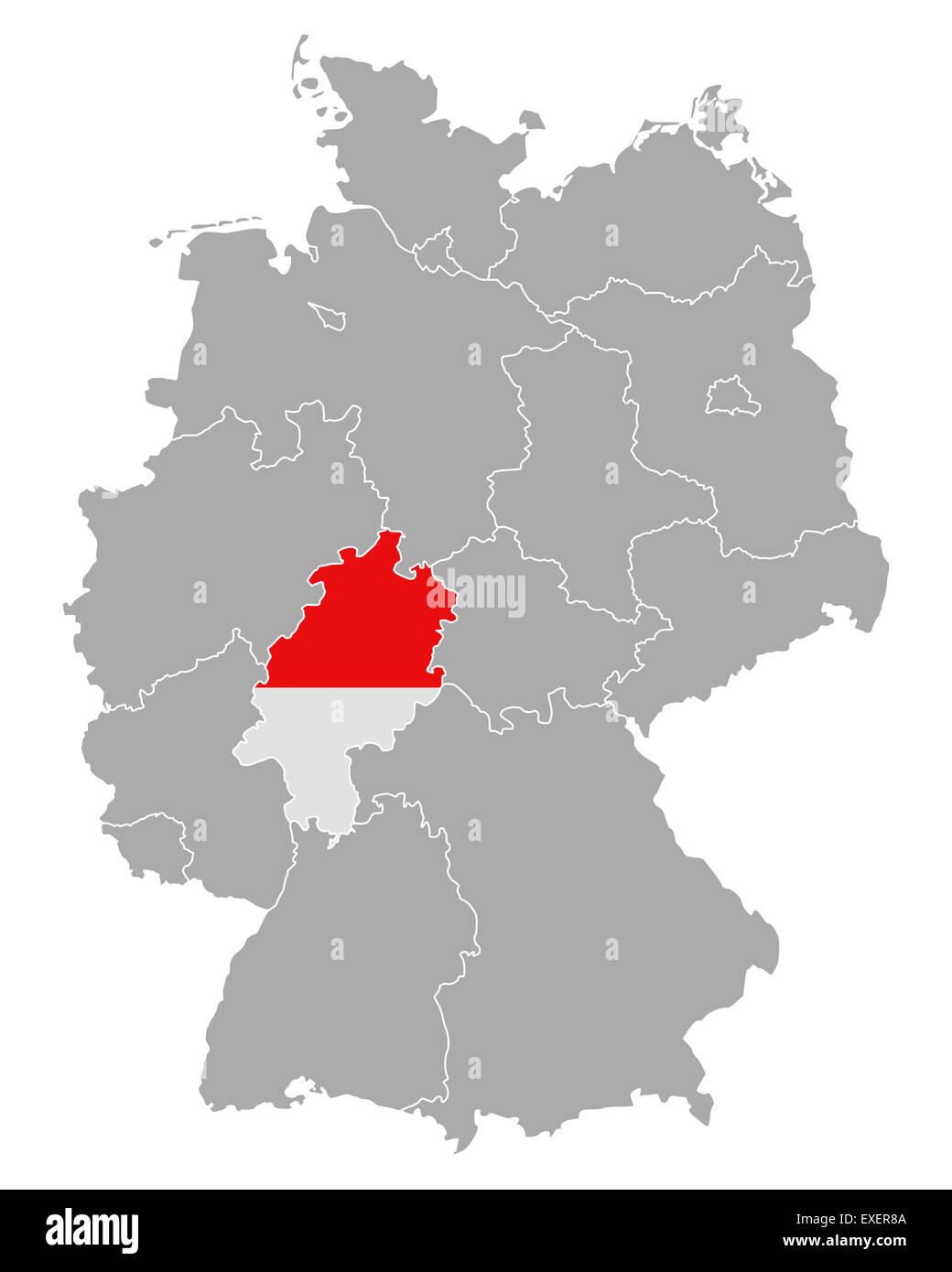 Map of Germany with flag of Hesse Stock Photo - Alamy