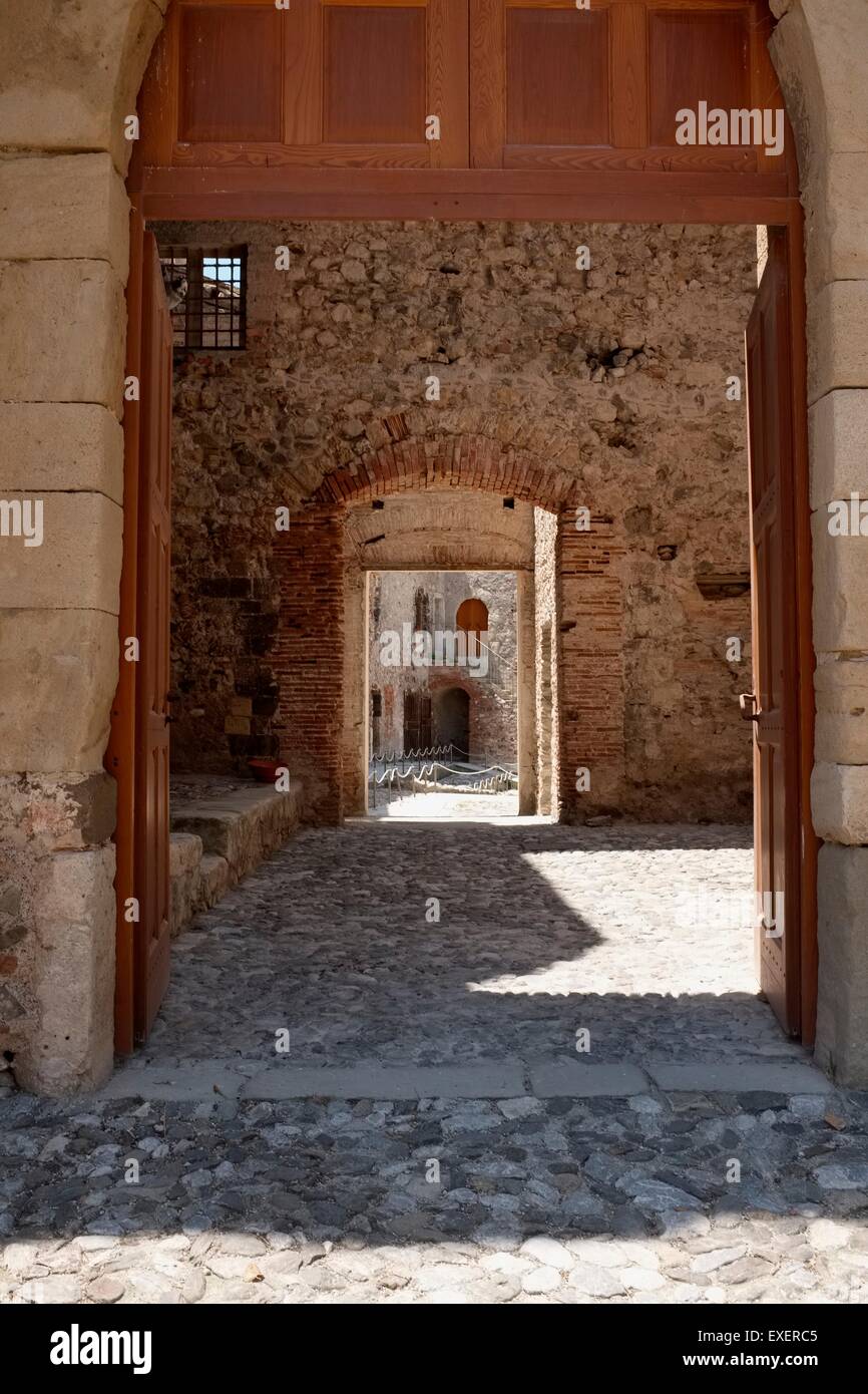 Gates though to the inner courtyards of the Milazzo Castle once used as ...