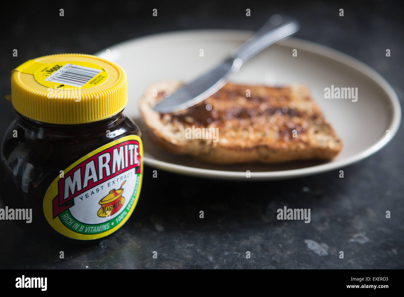 A favourite British cultural breakfast food - Marmite on Toast Stock ...