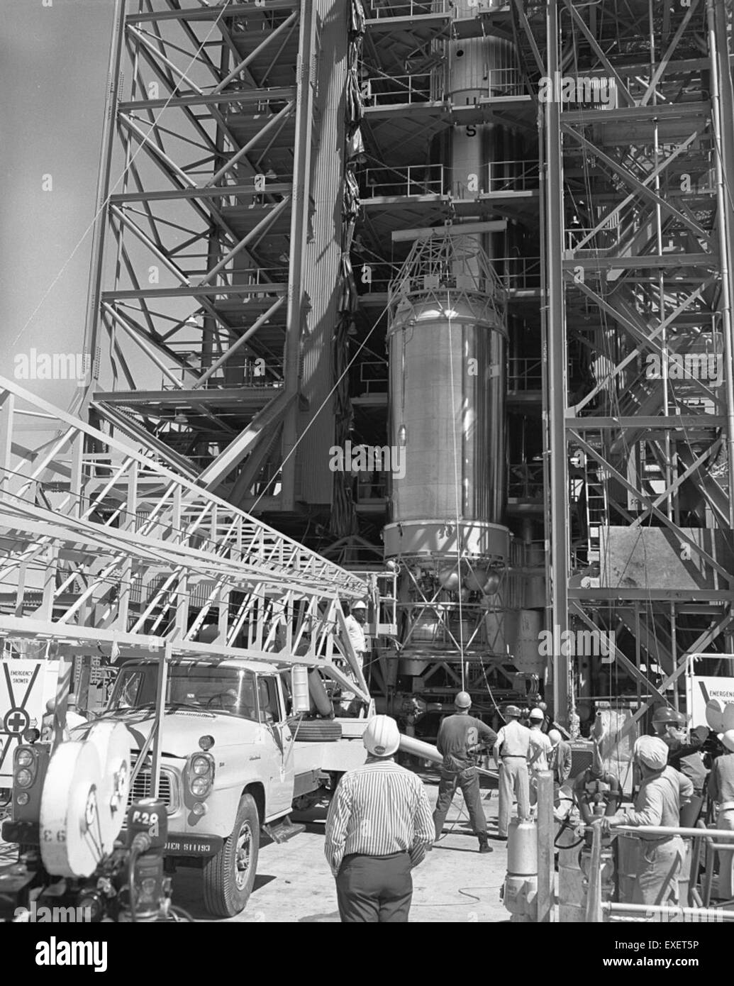Atlas Centaur Details Erection and Mating of 2nd Stage to Stock Photo ...