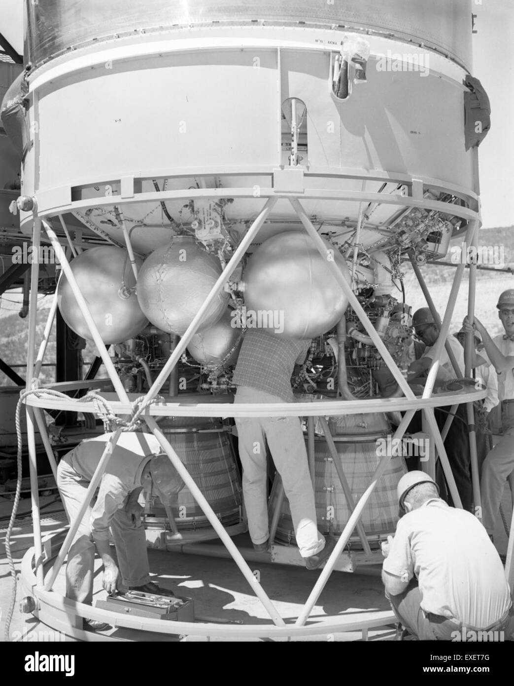 This image features the Atlas Centaur C-1 rocket being erected at ...